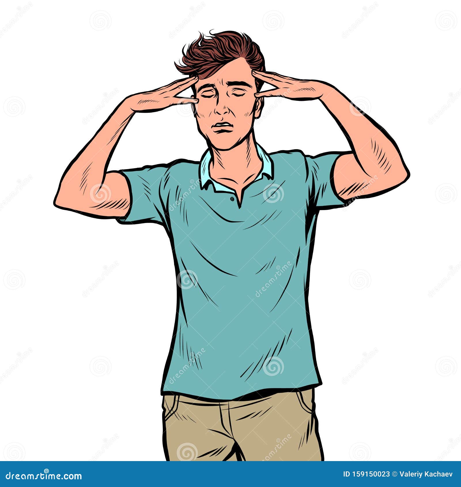 The Young Man Thinks Intently. Intellectual Work Stock Vector ...