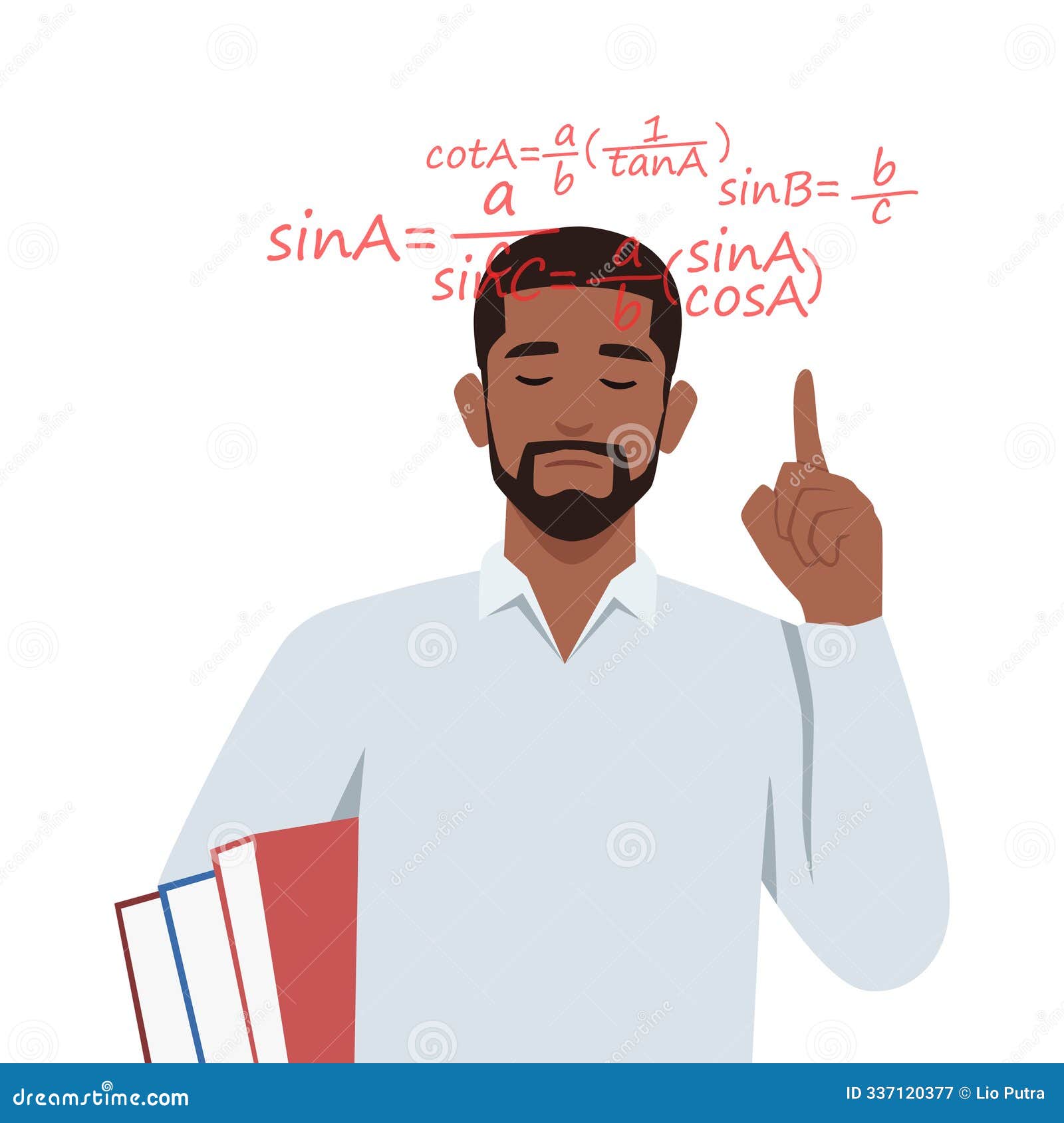 Young Man Thinks Study Math. Scientists with Mathematical Formulas and ...