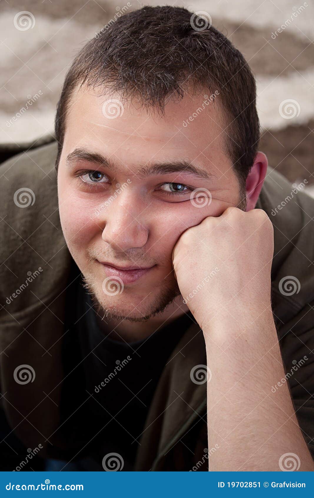 Young man in thought stock image. Image of reflect, vertical - 19702851