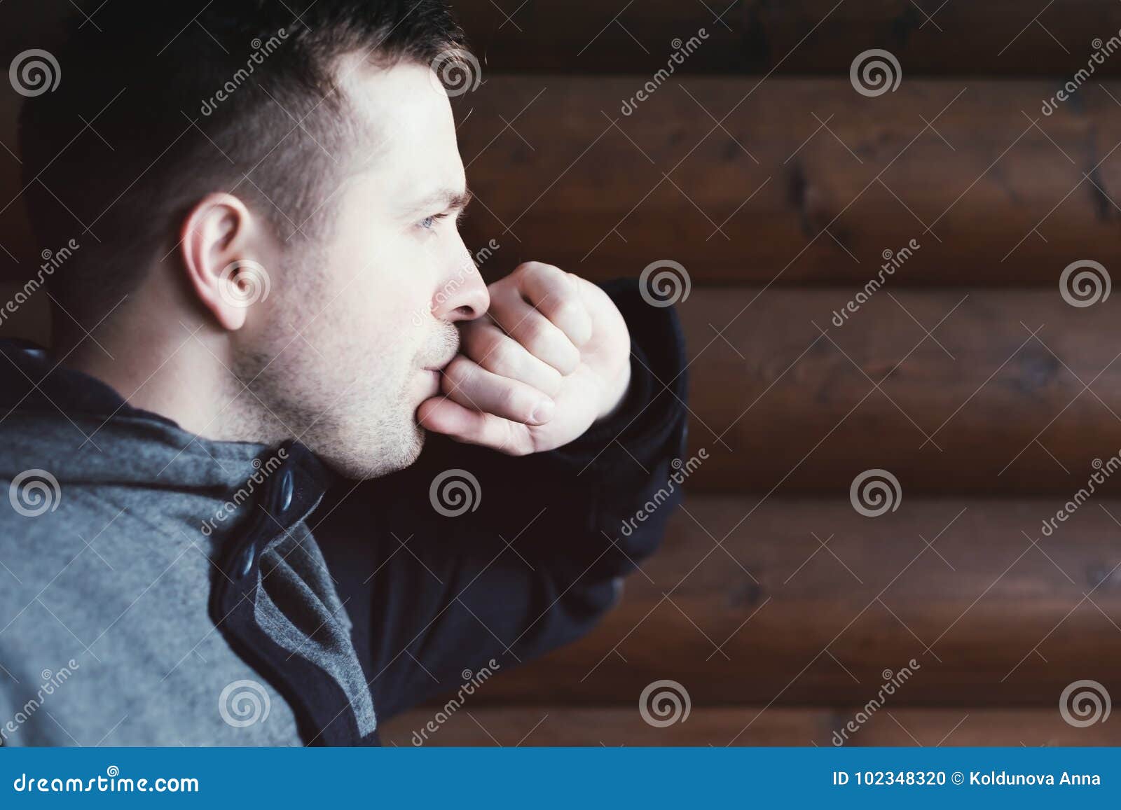 The Young Man Thought about the Problems. he Looks into the Distance ...