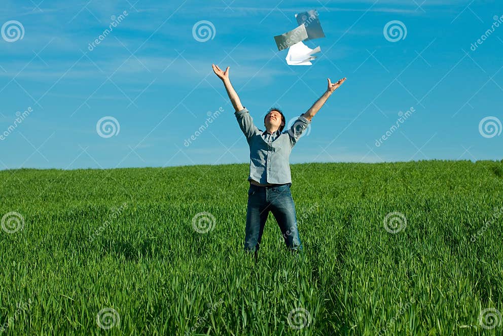 Young man throwing a paper stock image. Image of adult - 16737751