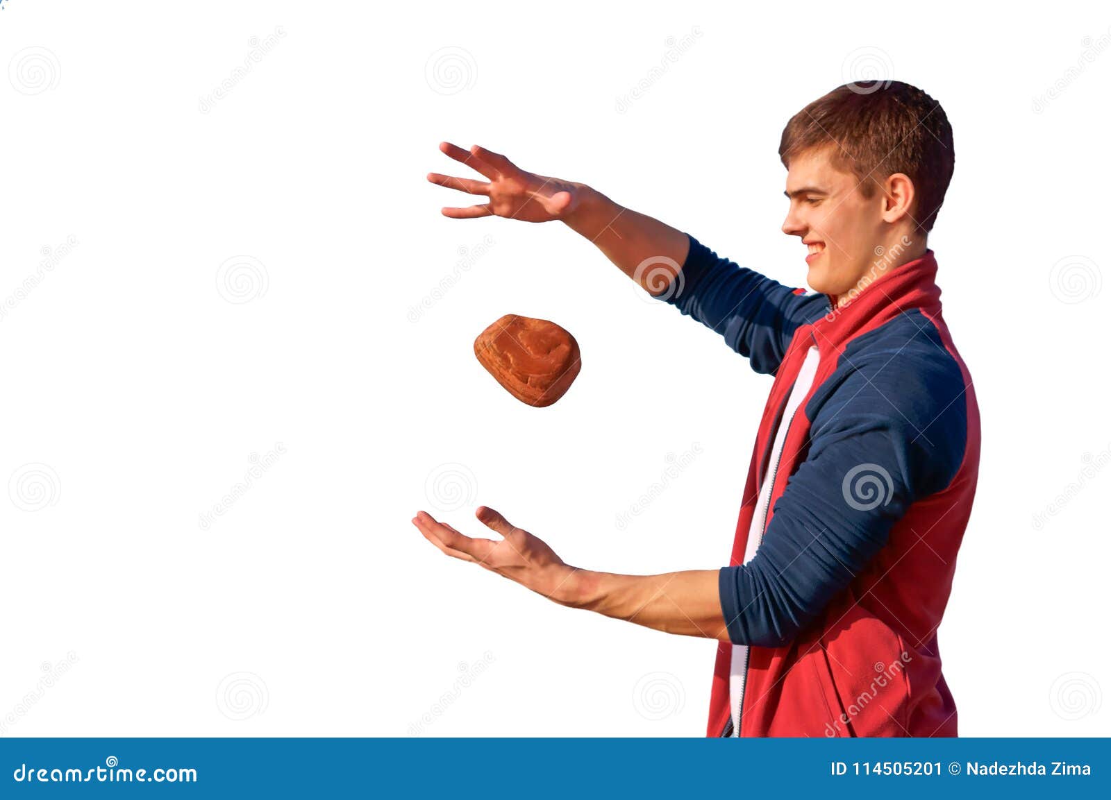 A Young Man with a Stone, Levitation, a Young Man Throws Stones Stock ...