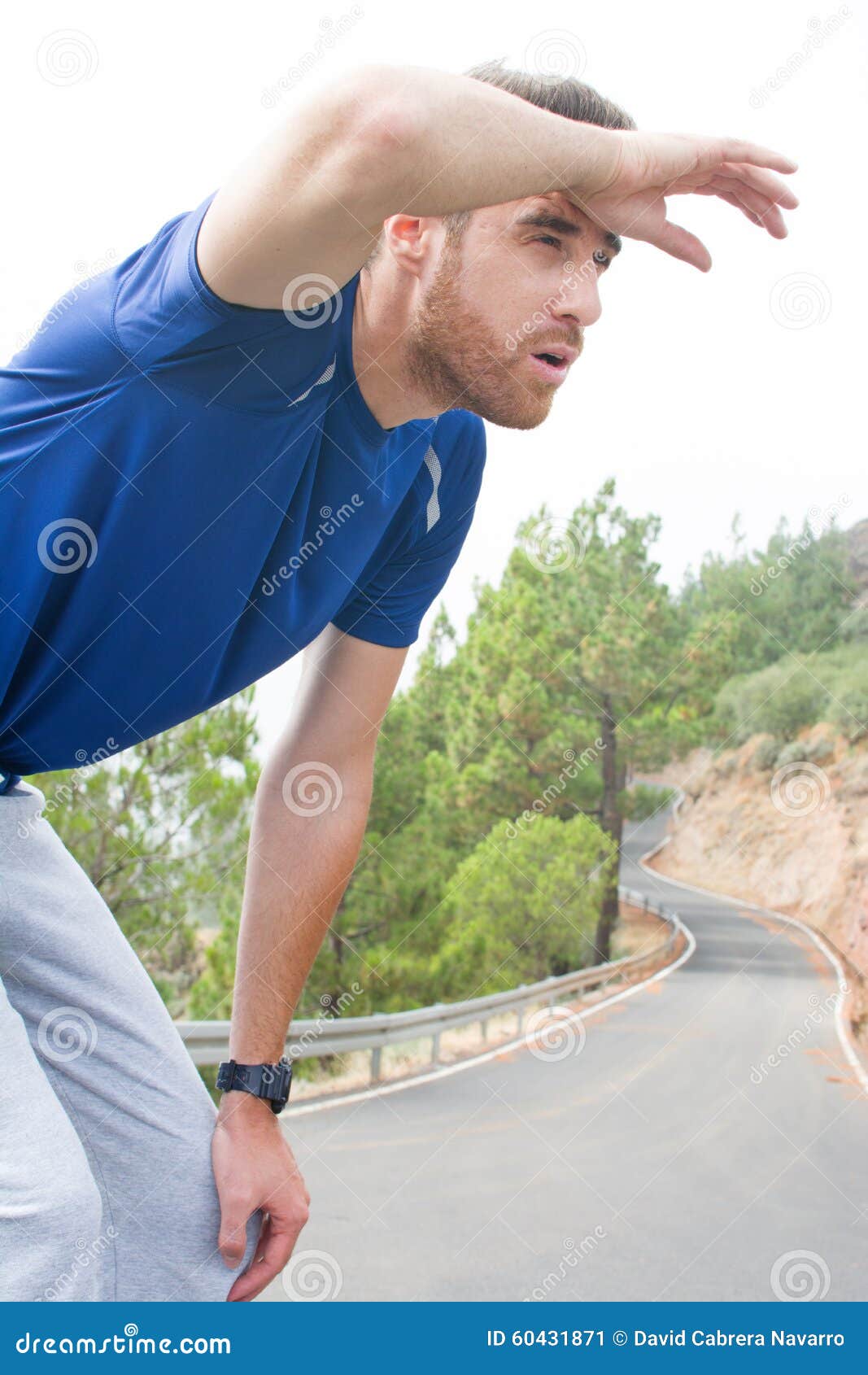 Young Man Tired Exercising on the Road Stock Image - Image of mountain ...
