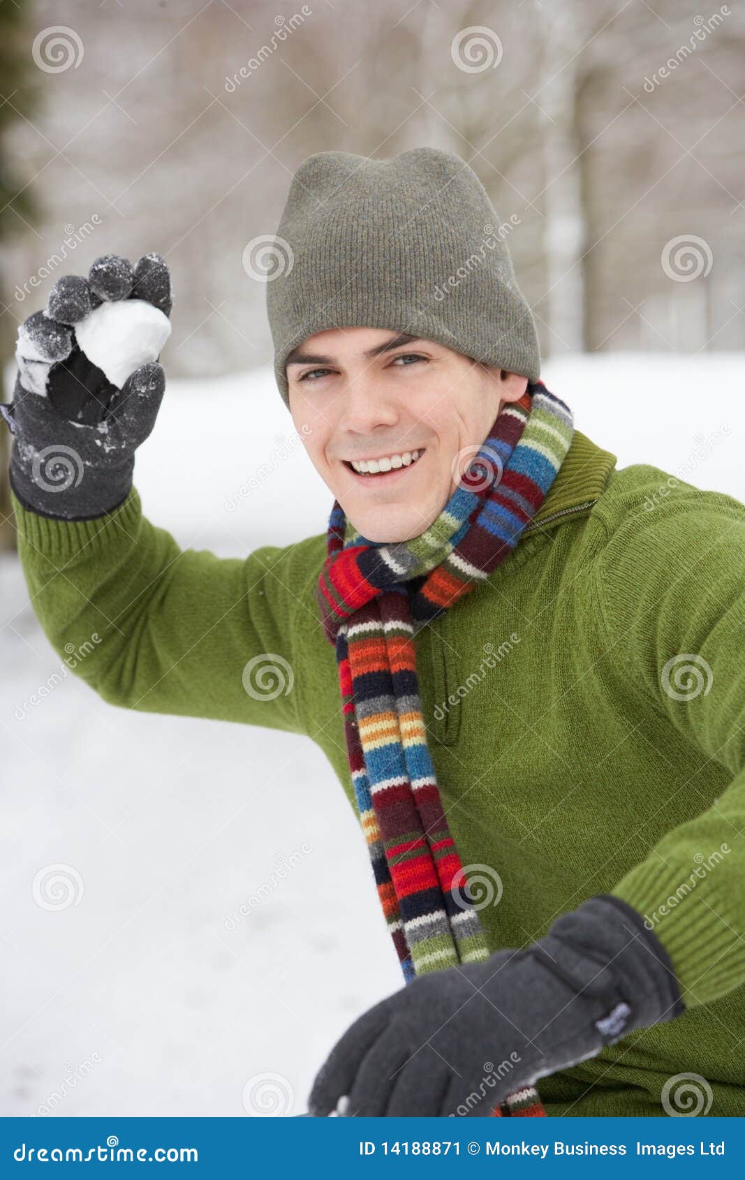 Young Man about To Throw Snowball Stock Image - Image of camera, jumper ...