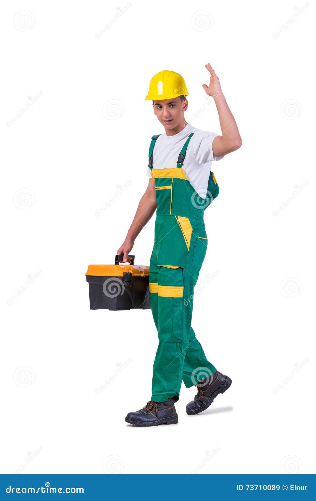 The Young Man with Toolkit Toolbox Isolated on White Stock Image ...