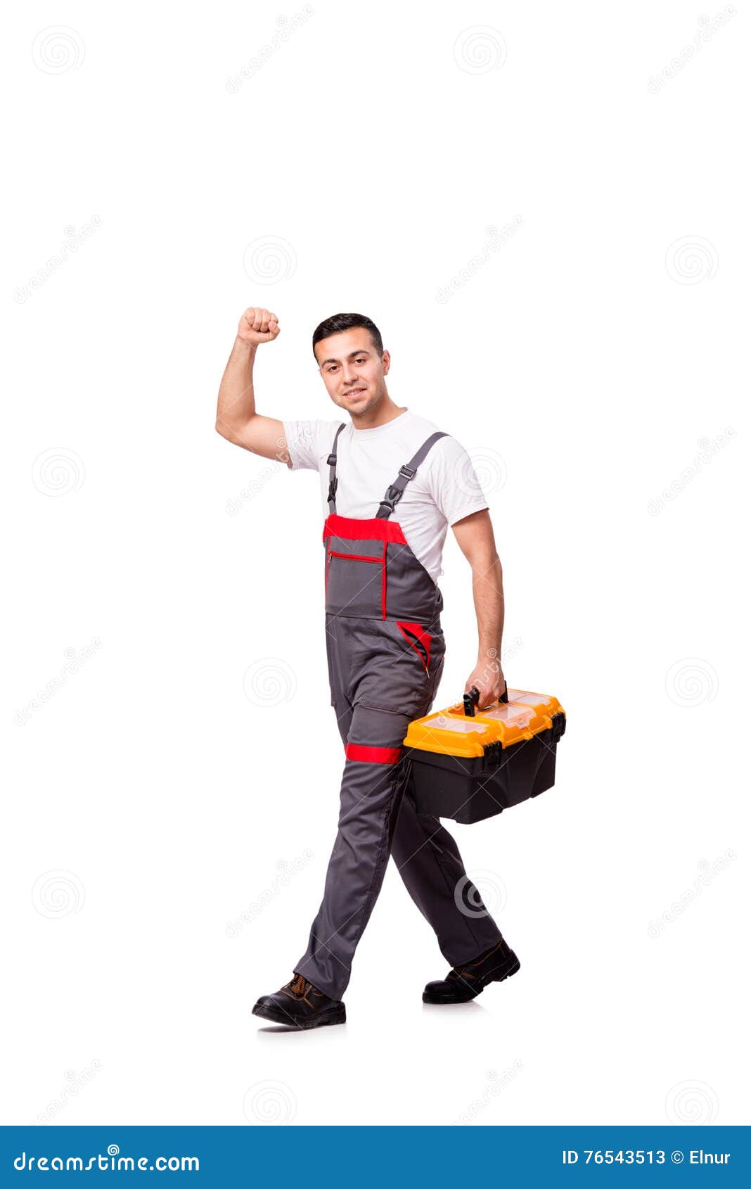 The Young Man with Toolkit Toolbox Isolated on White Stock Image ...
