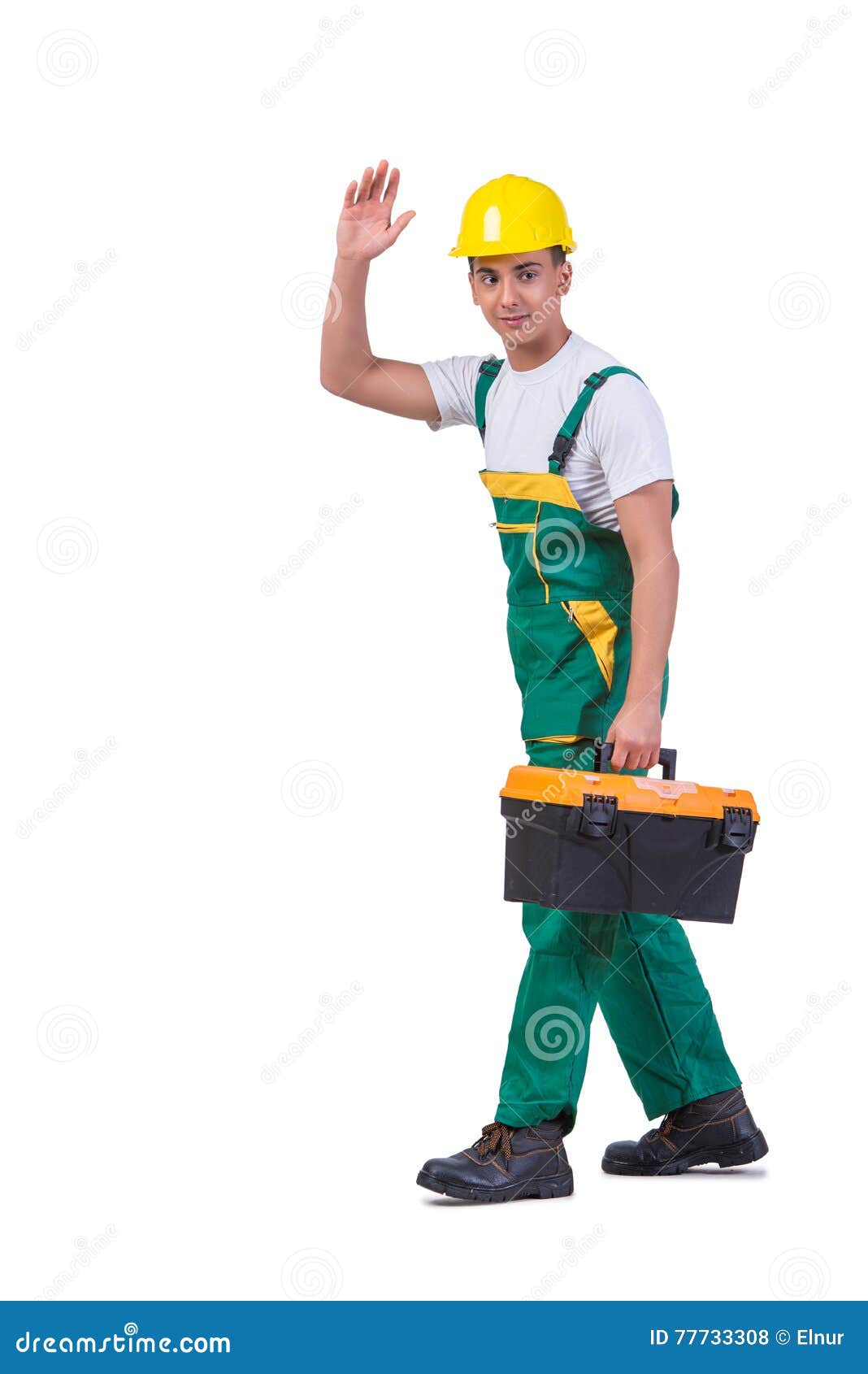 The Young Man with Toolkit Toolbox Isolated on White Stock Photo ...