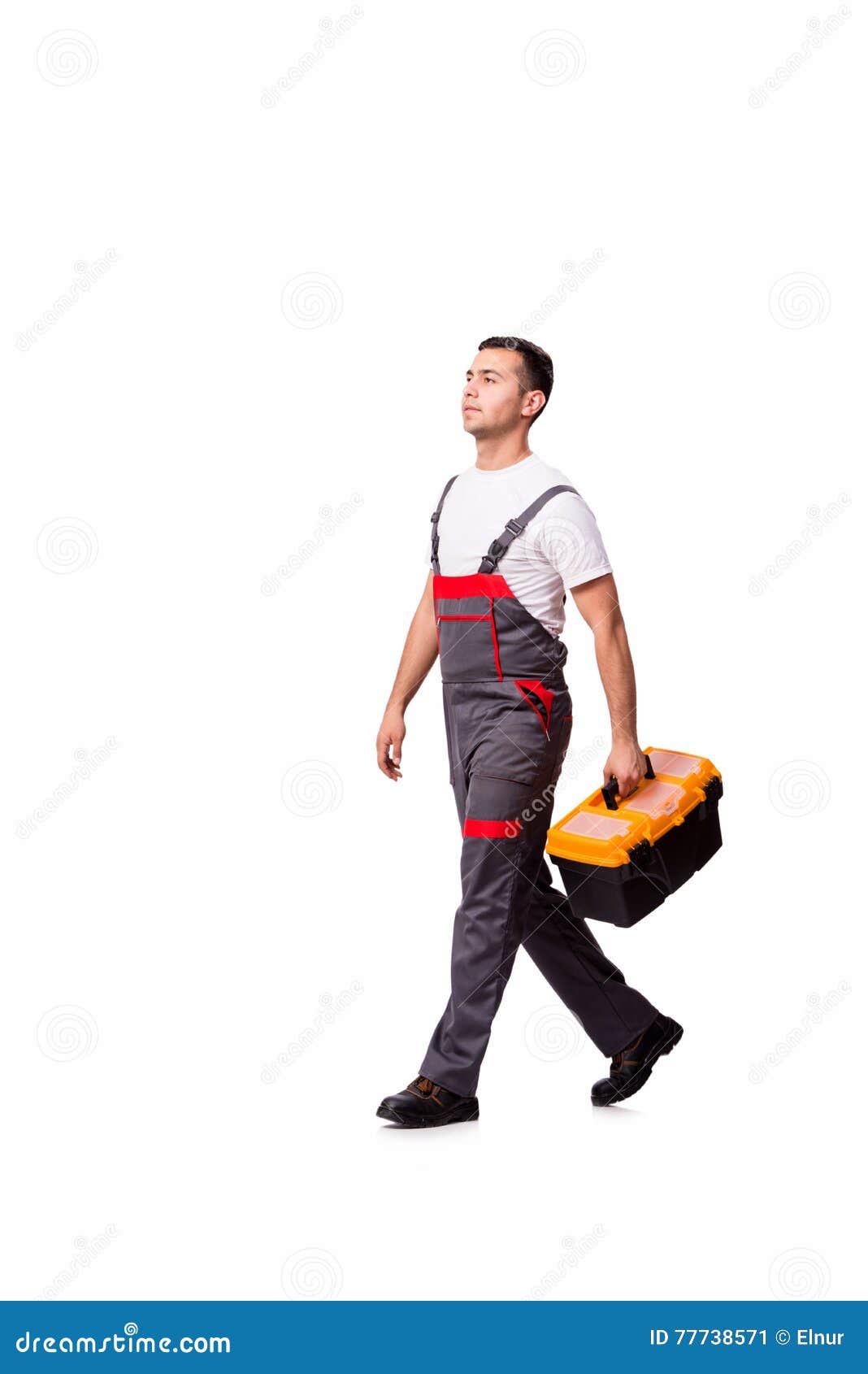 The Young Man with Toolkit Toolbox Isolated on White Stock Image ...