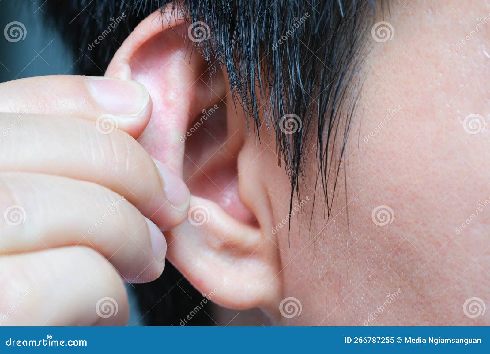 The Young Man Touched His Ear and he Had a Sore Ear Stock Image - Image ...