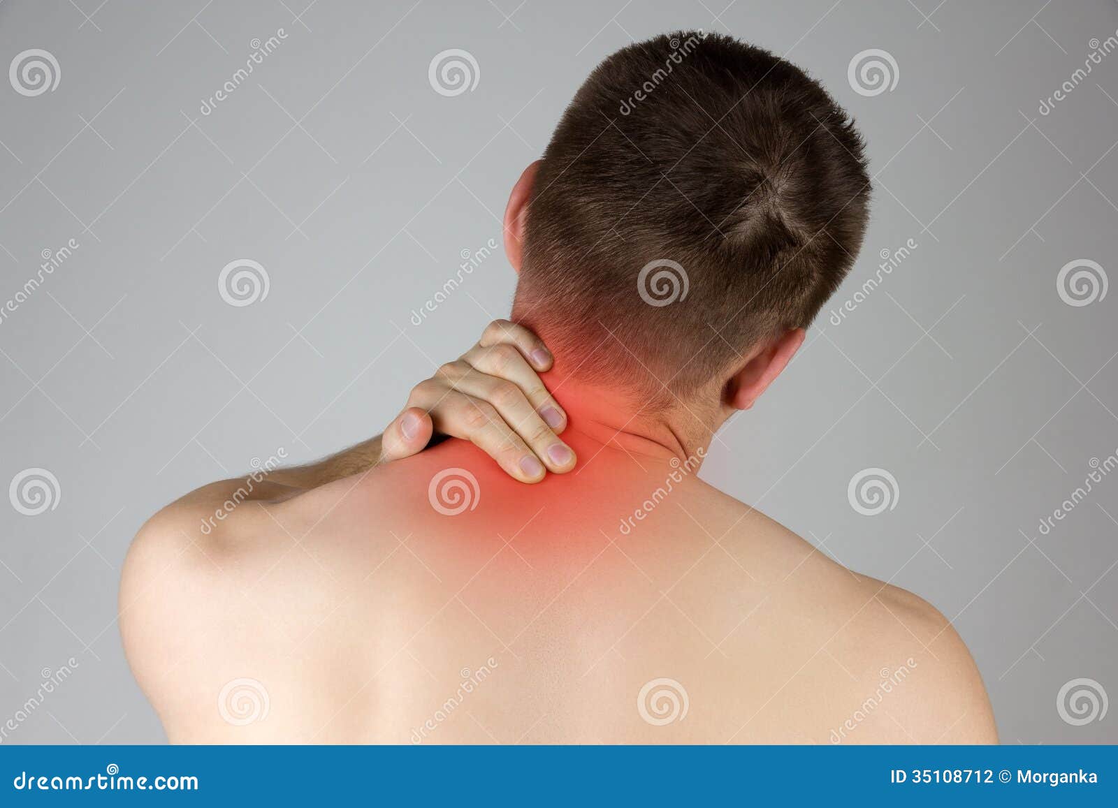 Young Man Touching His Neck for the Pain Stock Photo - Image of massage ...
