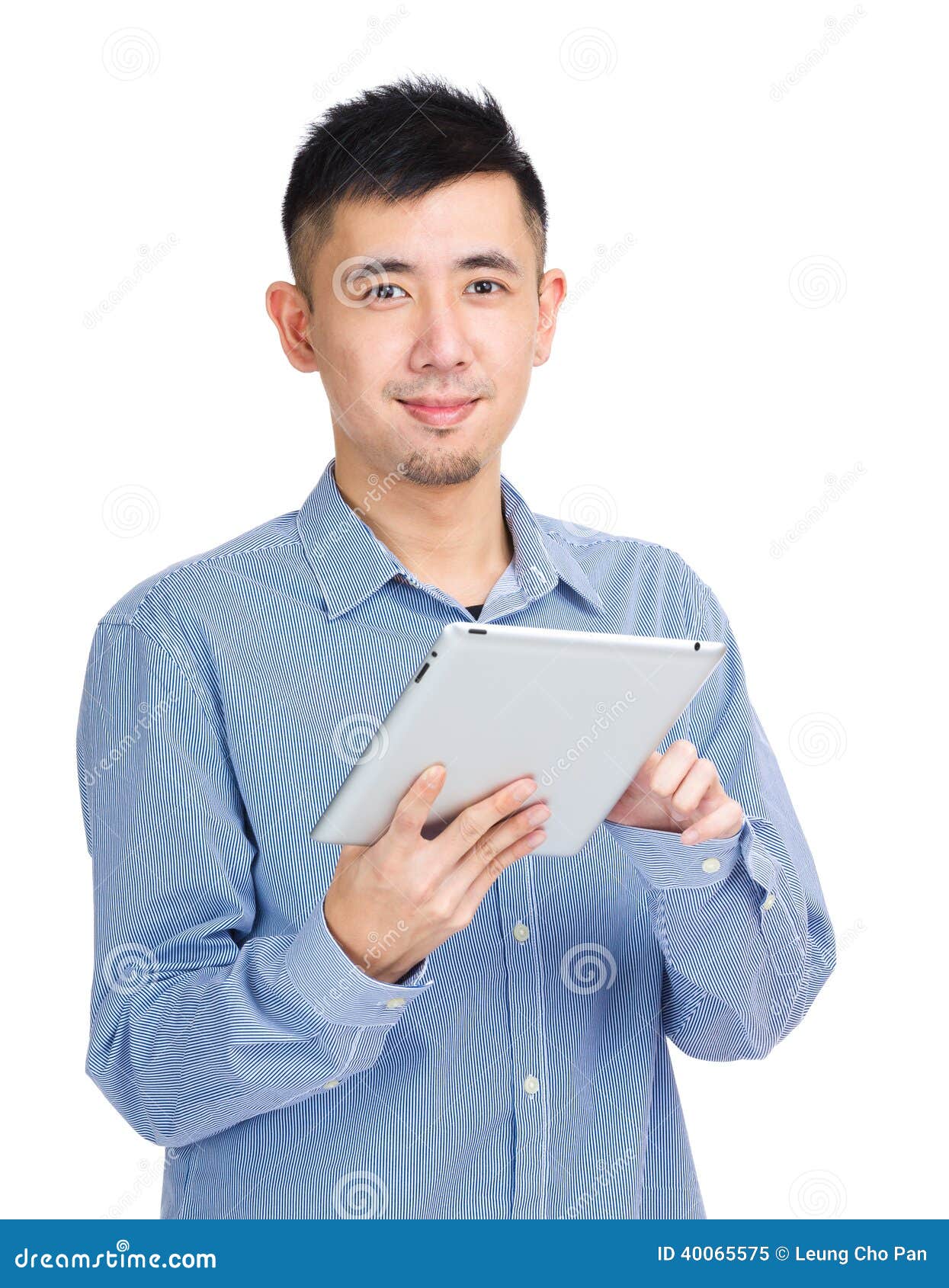 Young Man Touching on Tablet Stock Image - Image of computer ...