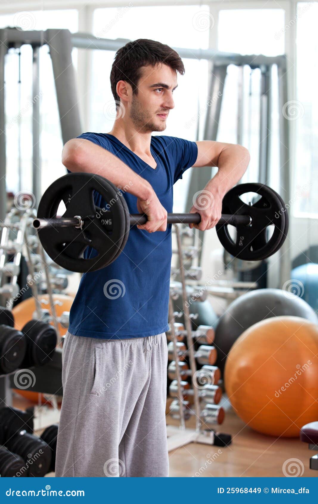 Young Man Training in the Gym Stock Image - Image of training, barbell ...