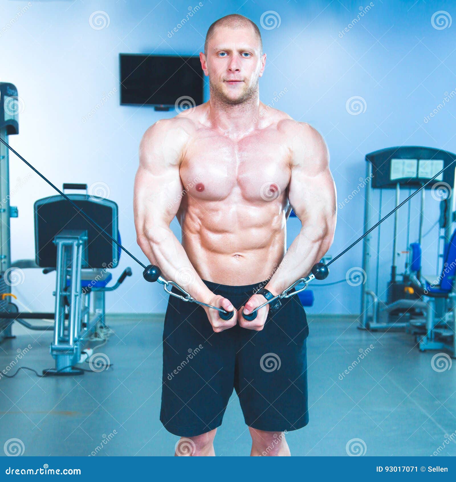 Young Man Training at Gym with Exercises Stock Image - Image of ...