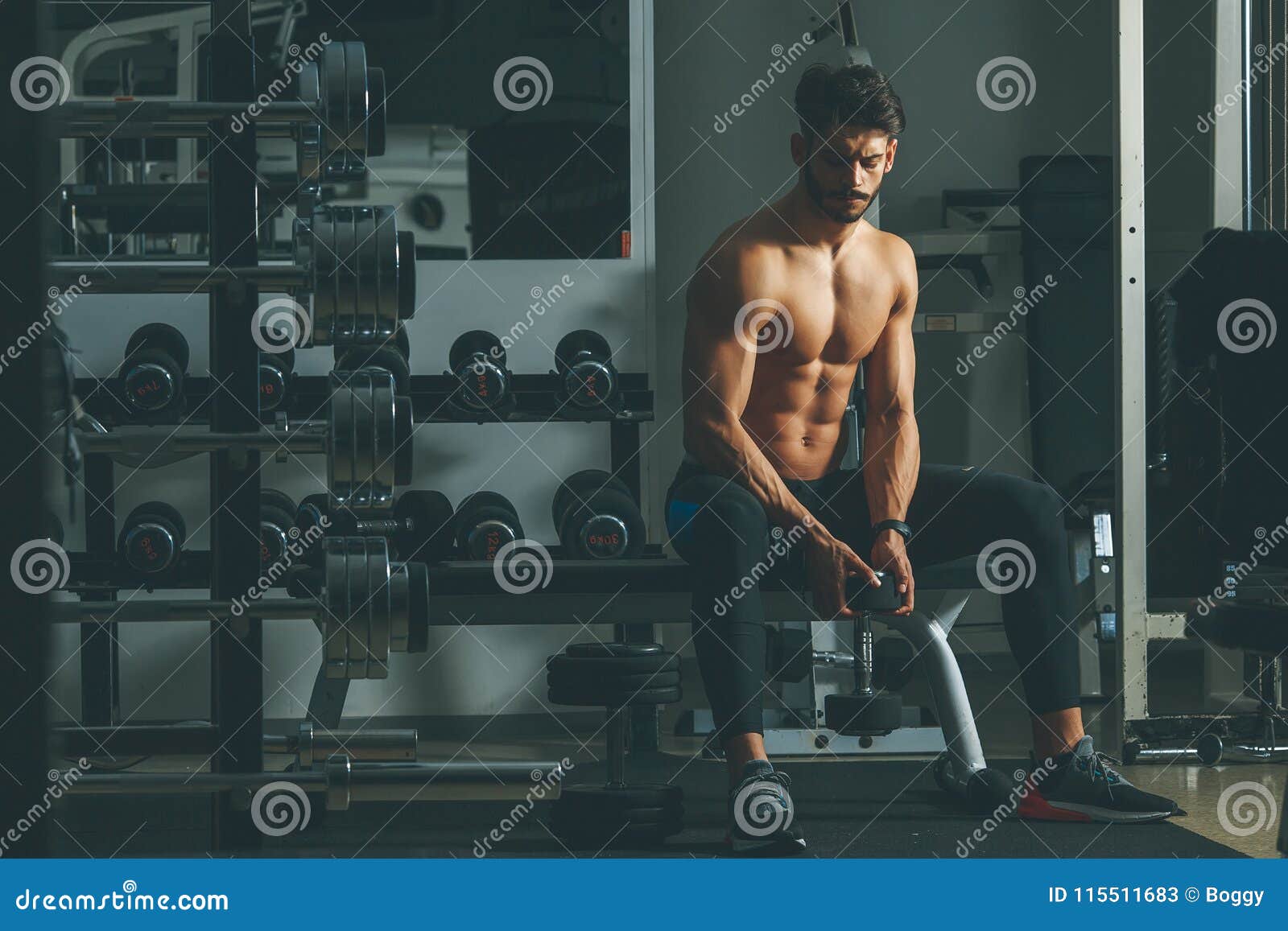 Young Man Training in the Gym Stock Image - Image of bodybuilder ...