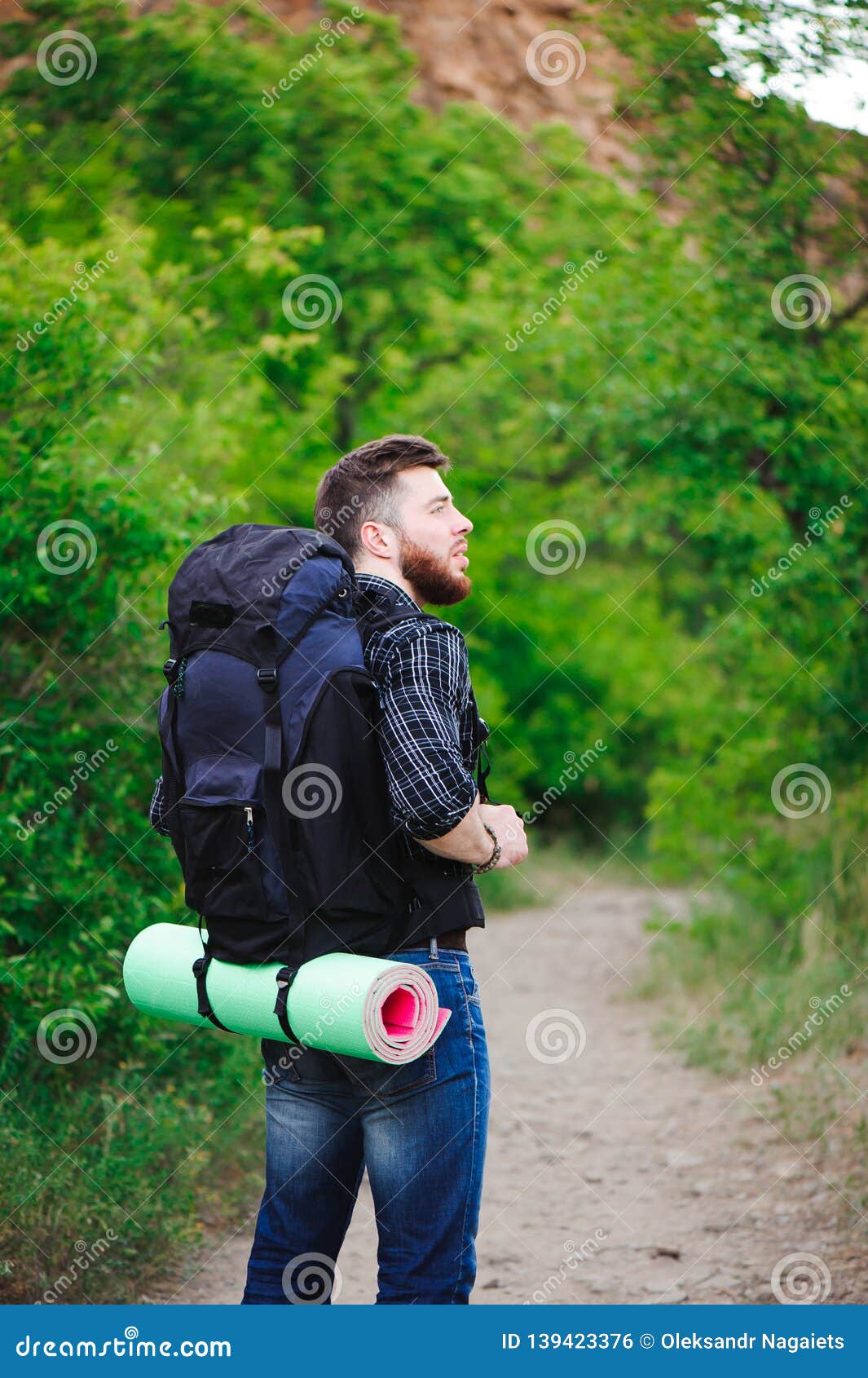 Young Man Traveler with Backpack Relaxing Outdoor. Stock Photo - Image ... Young Man Traveler with Backpack Relaxing Outdoor. Stock Photo - Image ...