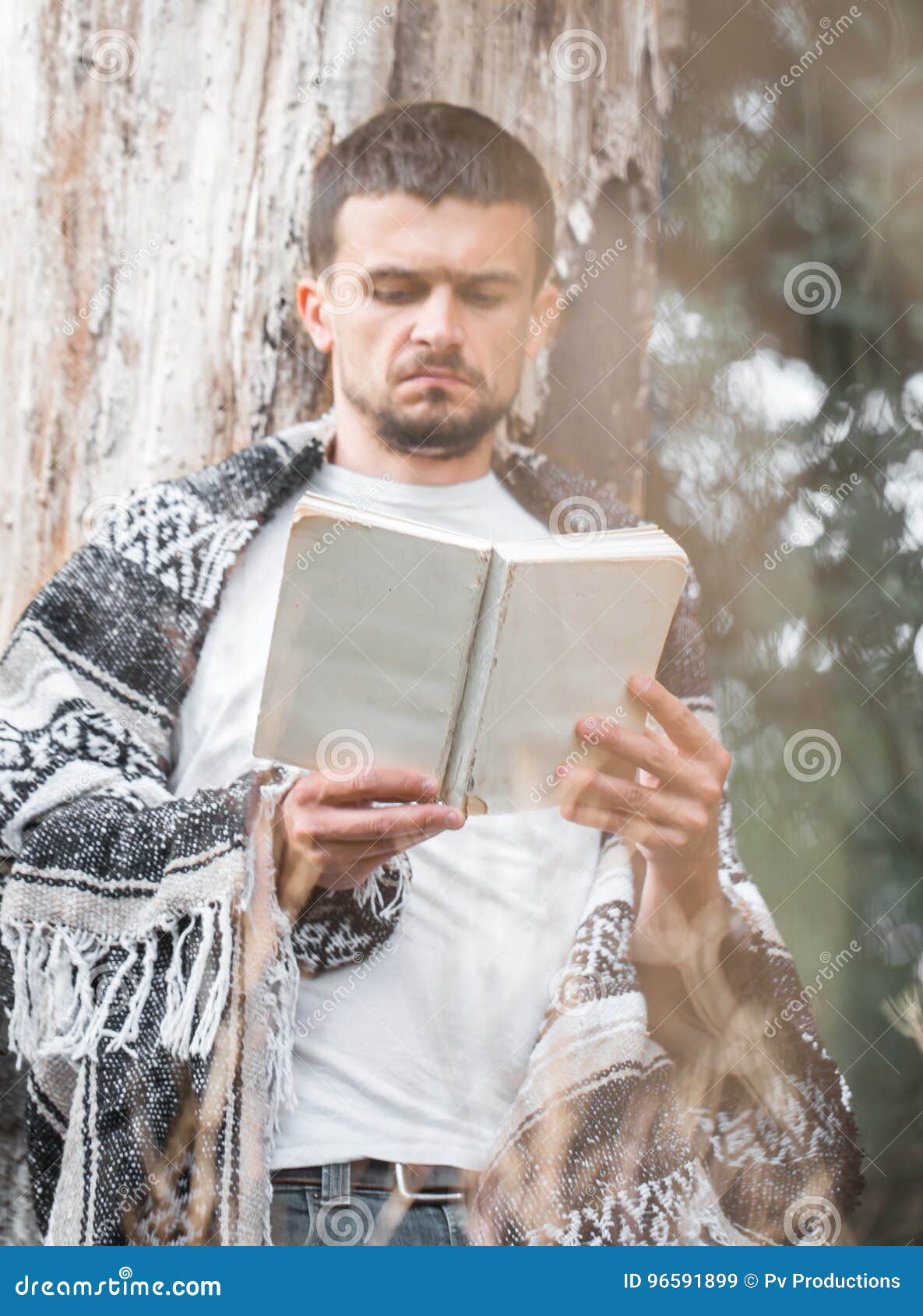 The Young Man at the Tree Reading a Book Stock Image - Image of holiday ...