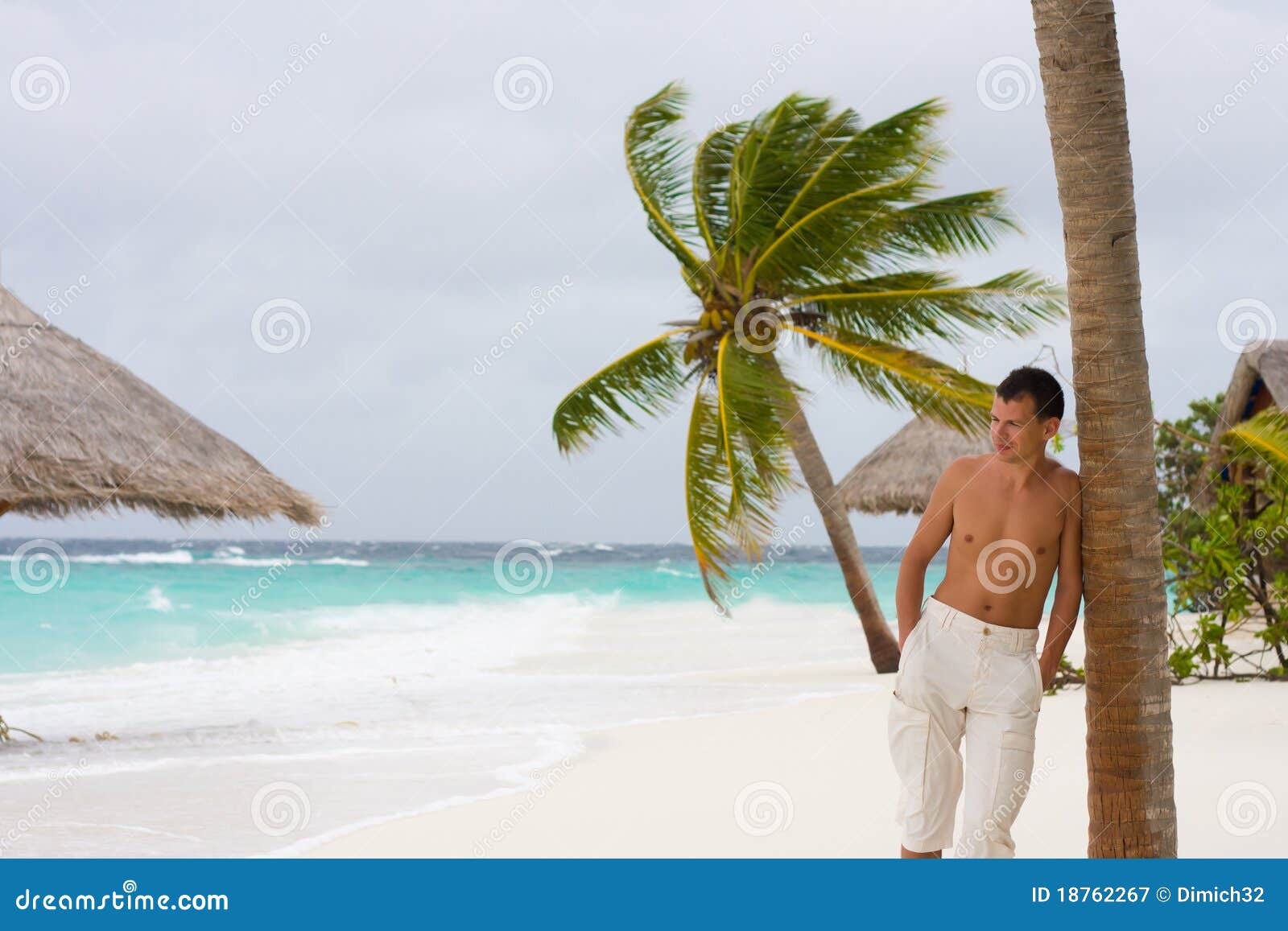 Young Man On A Tropical Beach Stock Image - Image of nature, look: 18762267