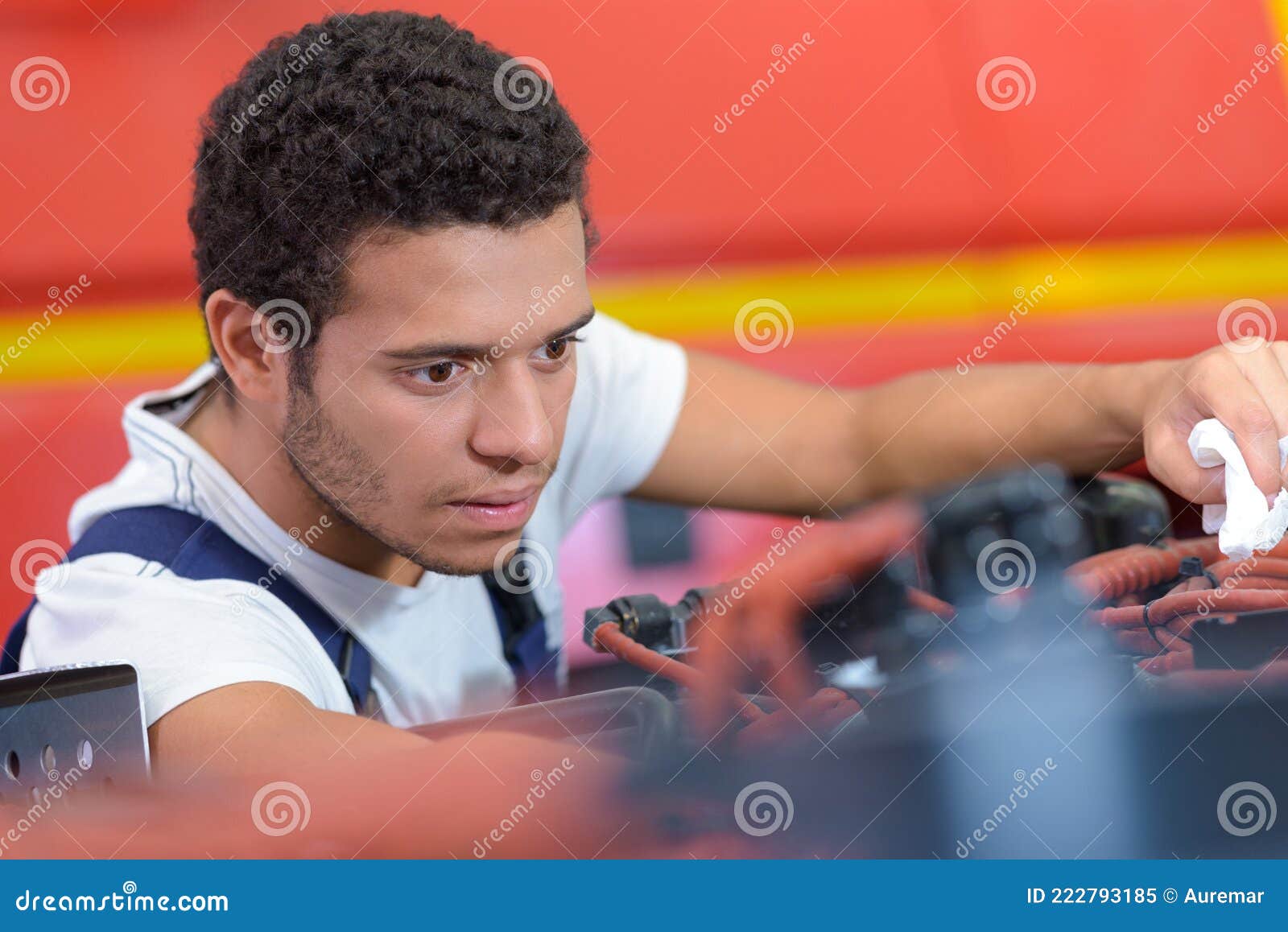 Young Man Trying To Repair Car Engine Stock Image - Image of work, hand ...