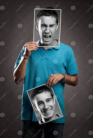 Young man with two faces stock image. Image of furious - 35971869