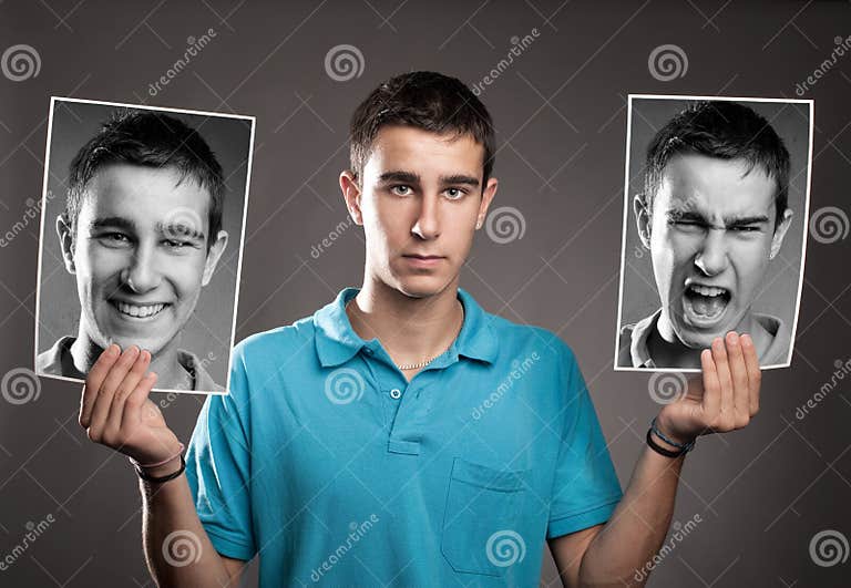 Young man with two faces stock image. Image of characters - 35971887