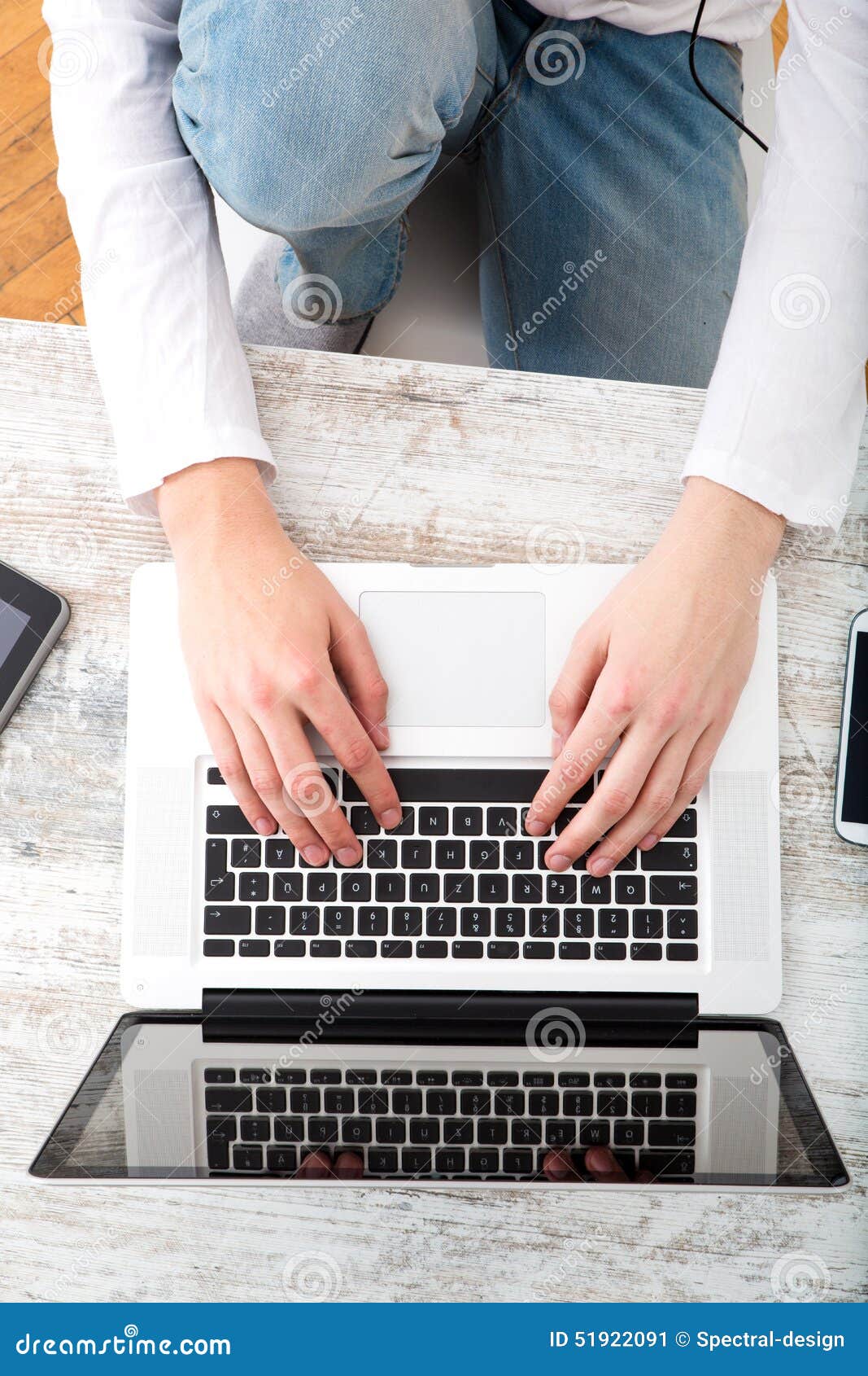 Young Man Typing on His Laptop Computer at Home Stock Image - Image of ...