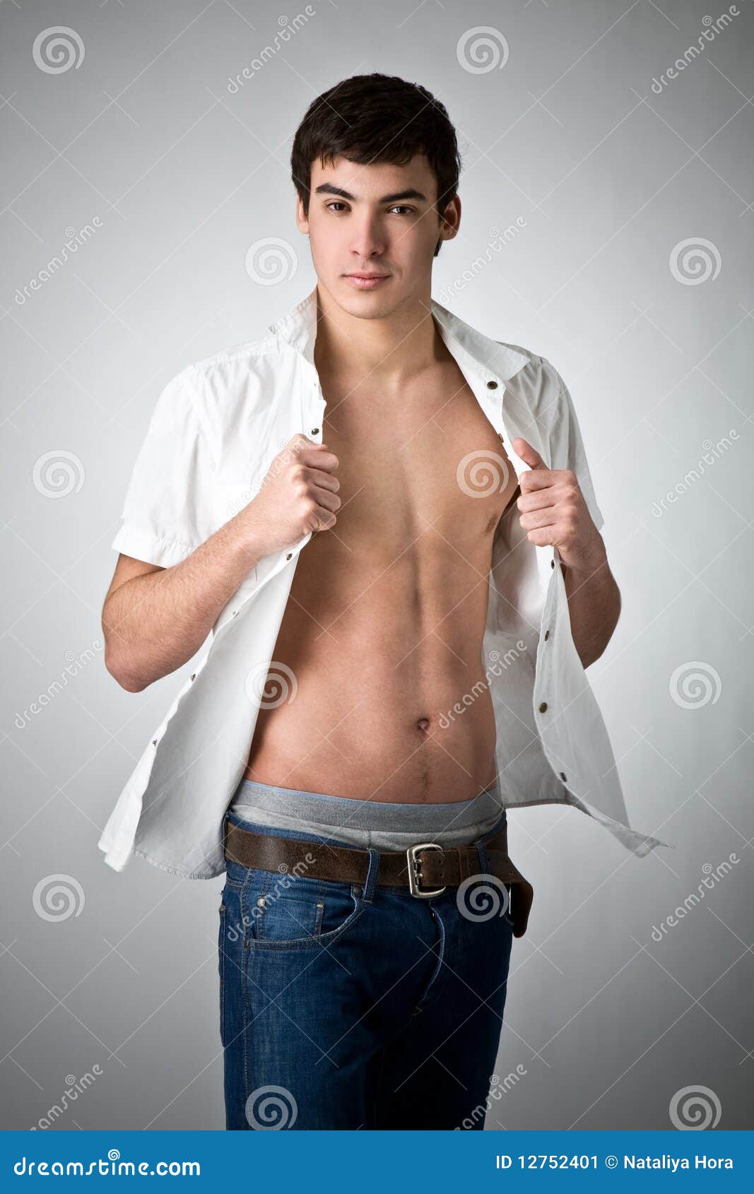 Young Man with Unbuttoned Shirt Stock Image - Image of handsome, human ...