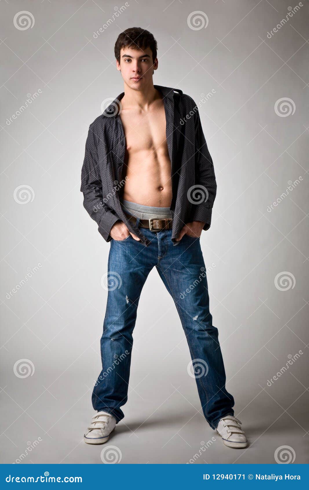 Man In Unbuttoned Shirt Pointing Royalty-Free Stock Photo ...