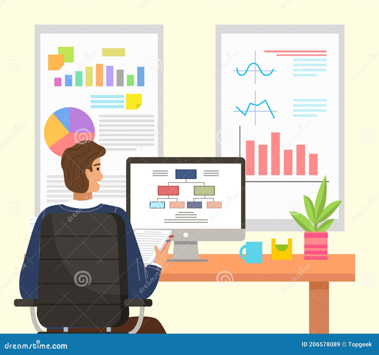 Young Man University Student Watching Online Class Sitting in Front of ...