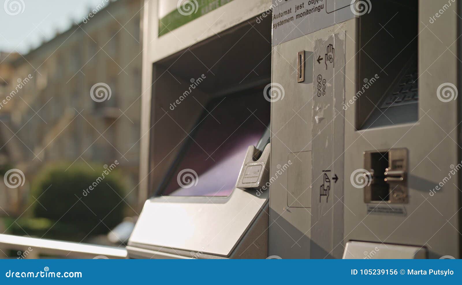 Young Man using ATM stock photo. Image of button, creditcard - 105239156