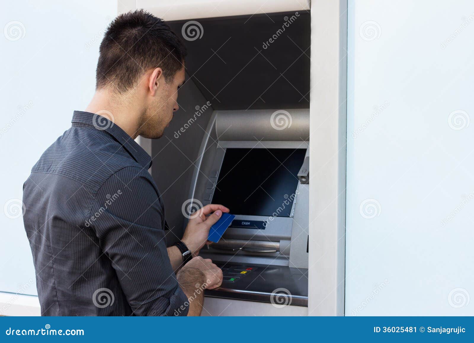 Young man using ATM stock image. Image of 2529, currency - 36025481