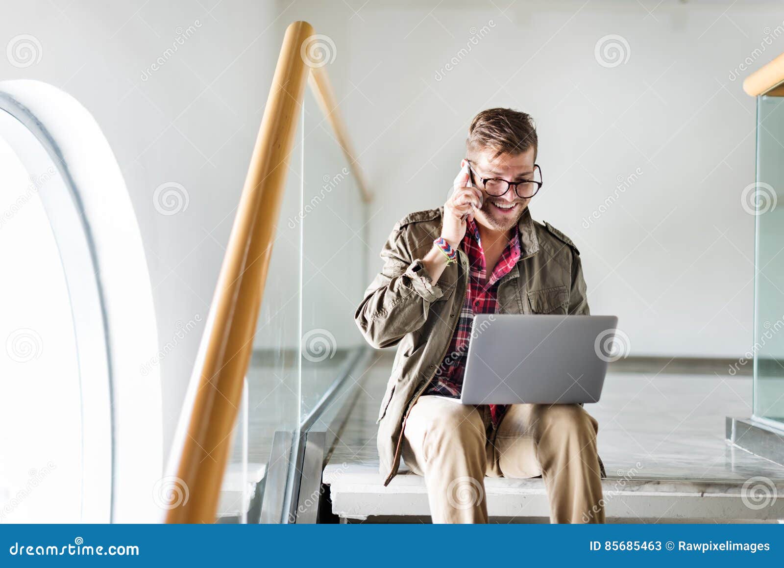 Young Man Using Browsing Smartphone Concept Stock Image - Image of ...