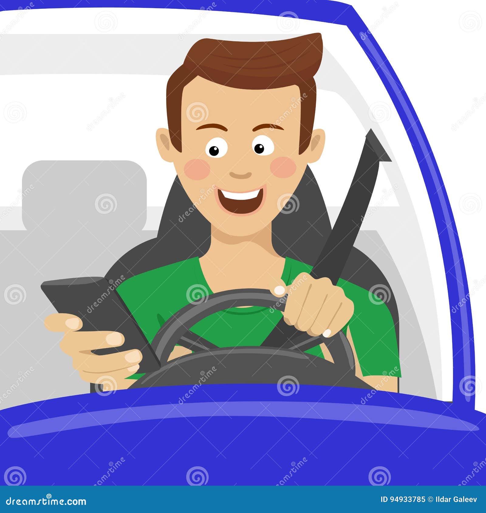 Young Man Using His Smartphone Behind the Wheel. Problem Addiction ... Young Man Using His Smartphone Behind the Wheel. Problem Addiction ...