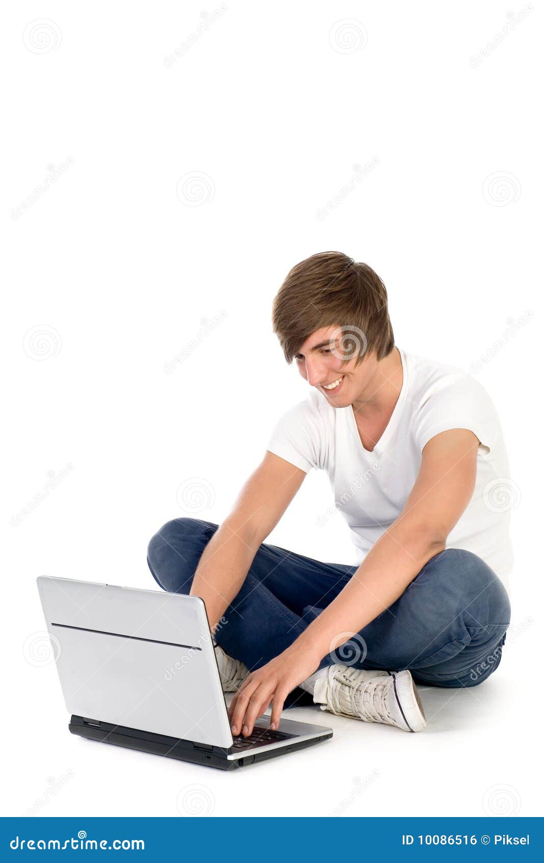 Young man using laptop stock photo. Image of happy, people - 10086516