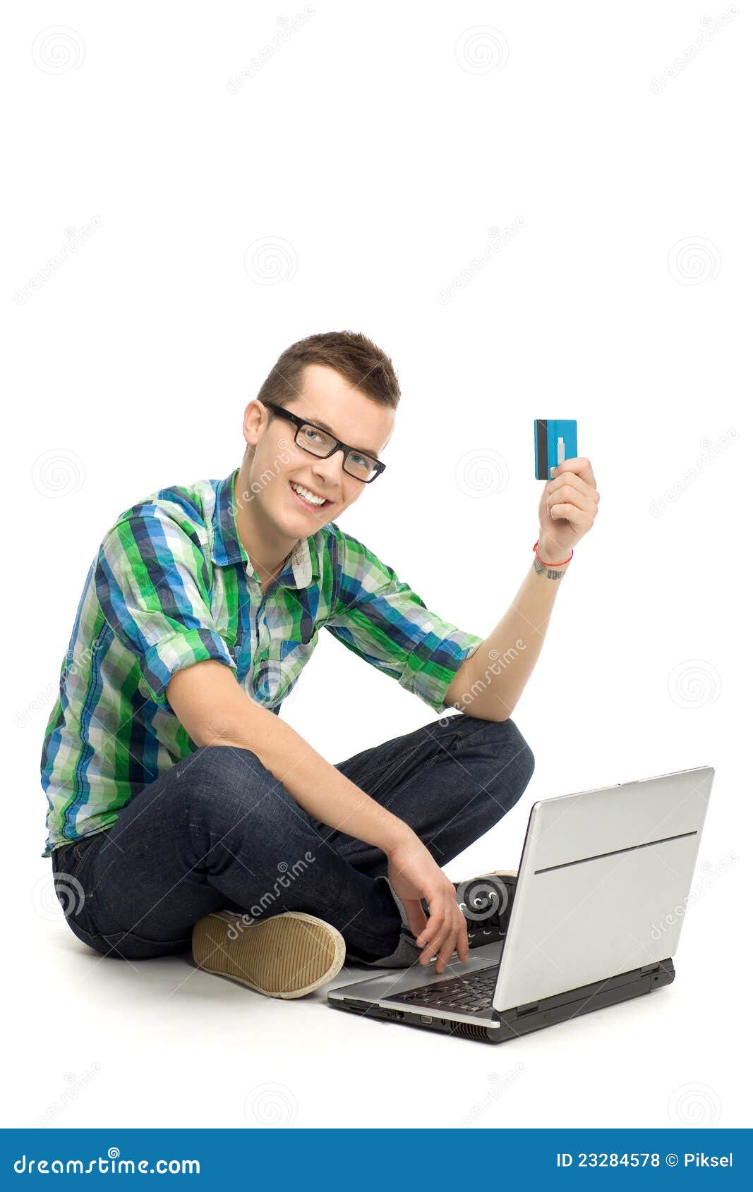 Young man using laptop stock photo. Image of person, carefree - 23284578