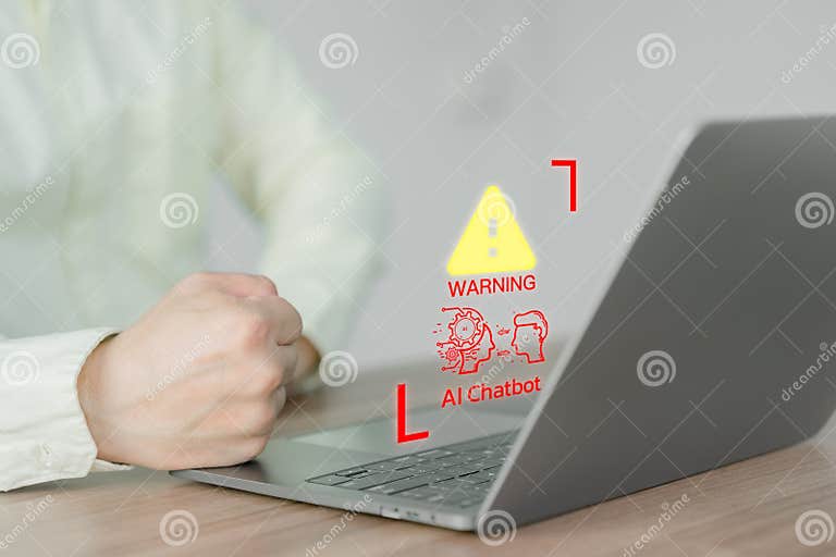 Young Man Using Laptop Chatting with a Smart AI Using Chatbot with ...