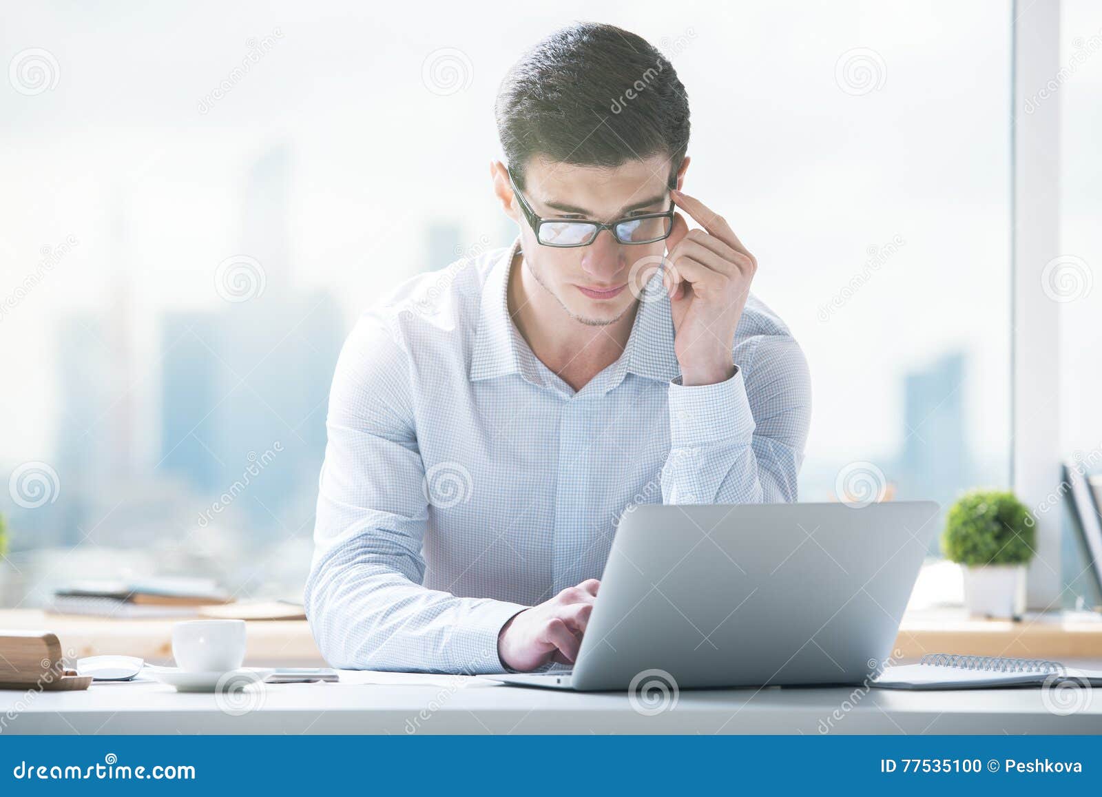 Young Man Using Laptop Computer Stock Photo - Image of online, business ...
