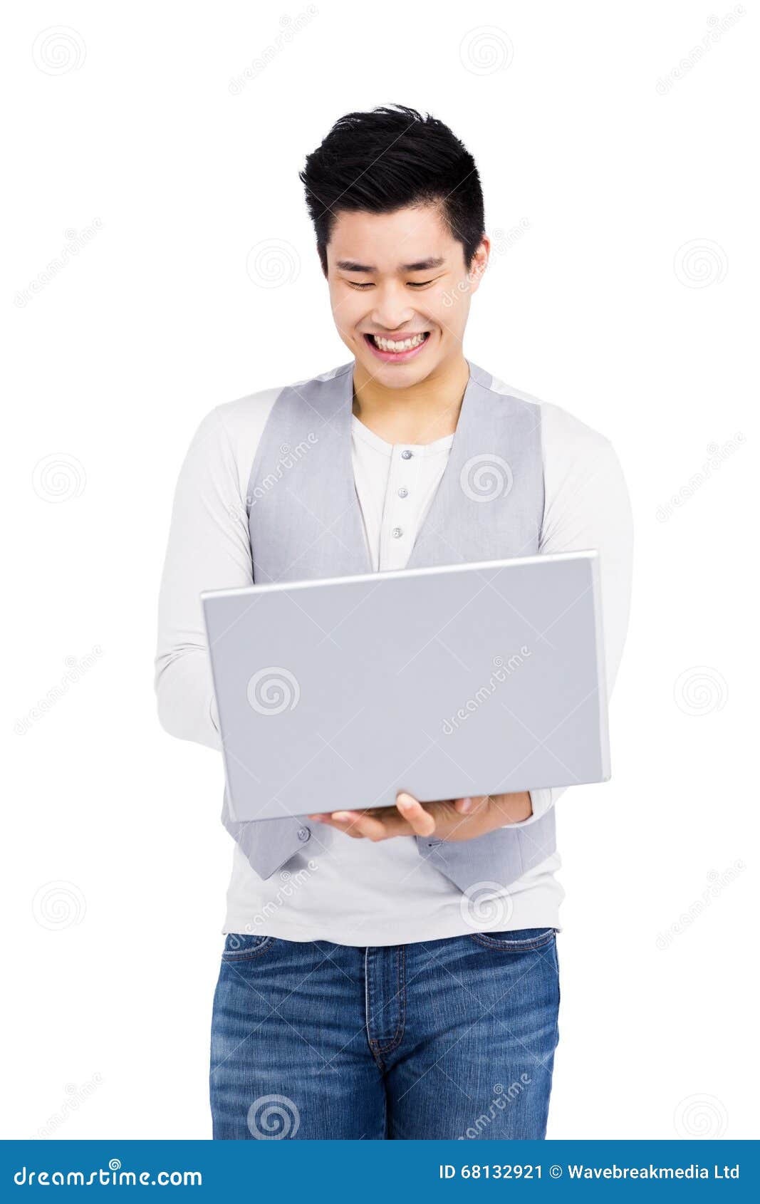 Young man using laptop stock image. Image of lifestyle - 68132921