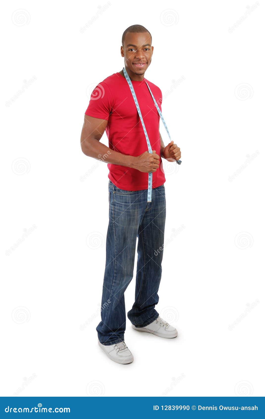 Young Man Using Measuring Tape Stock Photo - Image of male, measuring ...