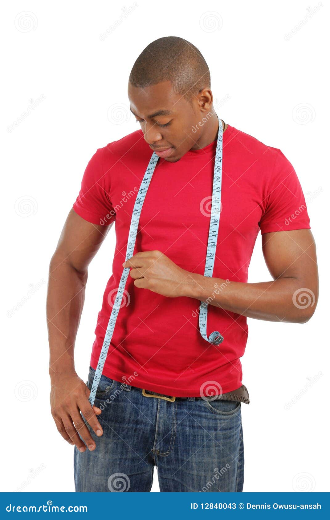 Young Man Using Measuring Tape Stock Image - Image of tape, african ...