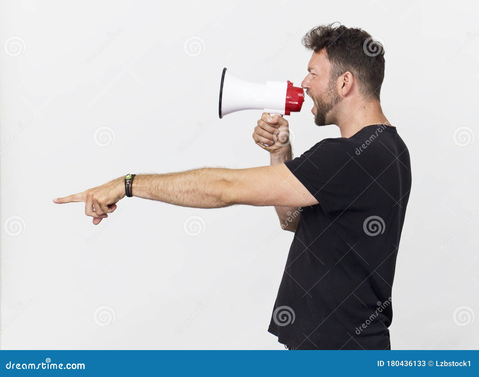 Young Man Using an Megaphone Isolated on White Stock Image - Image of ...