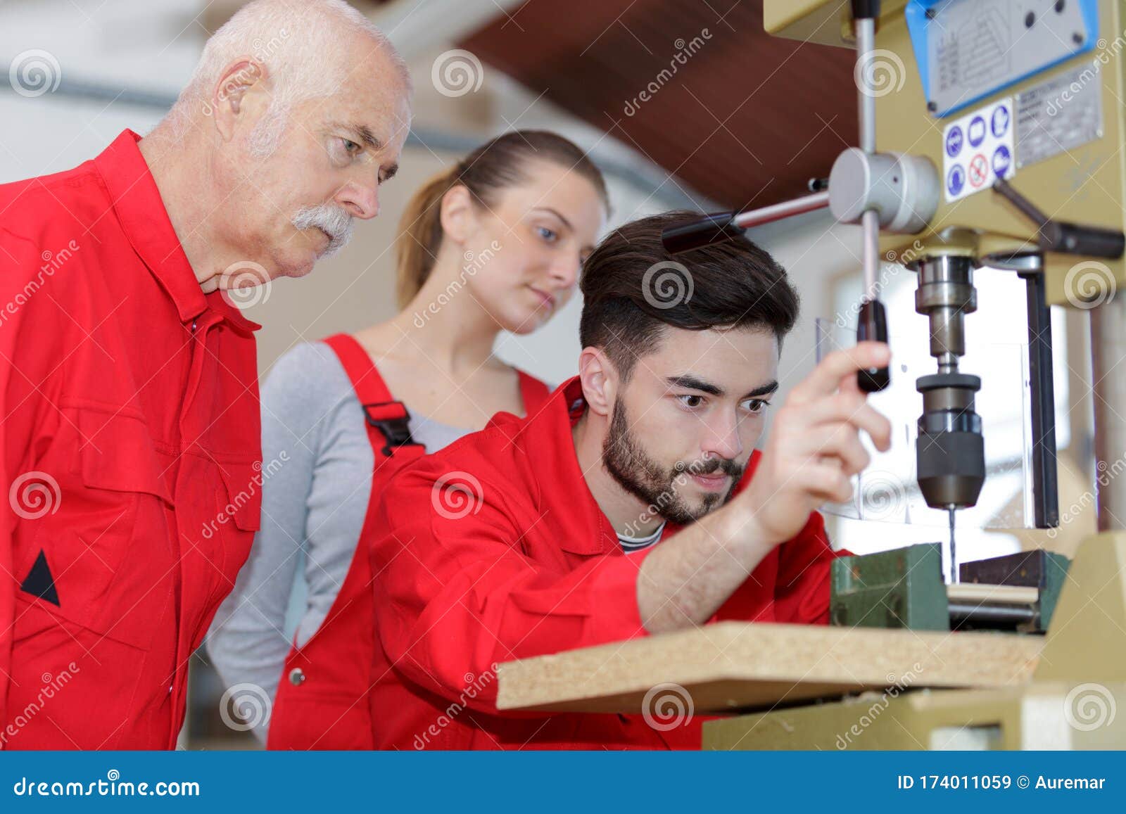Young Man with Using Milling Machine in Workshop Stock Image - Image of ...