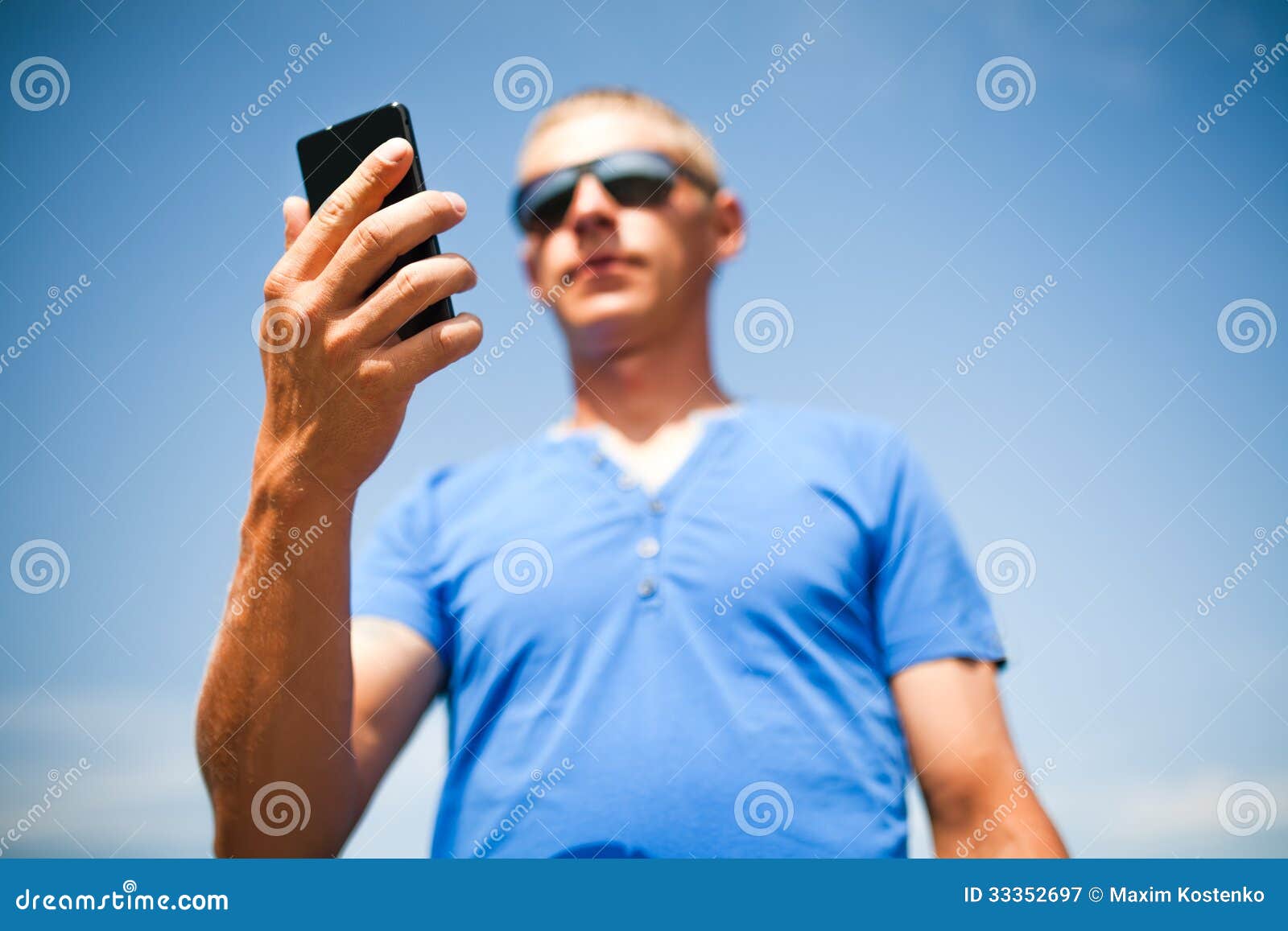 Young Man Using Mobile Smart Phone Stock Image - Image of people, male ...