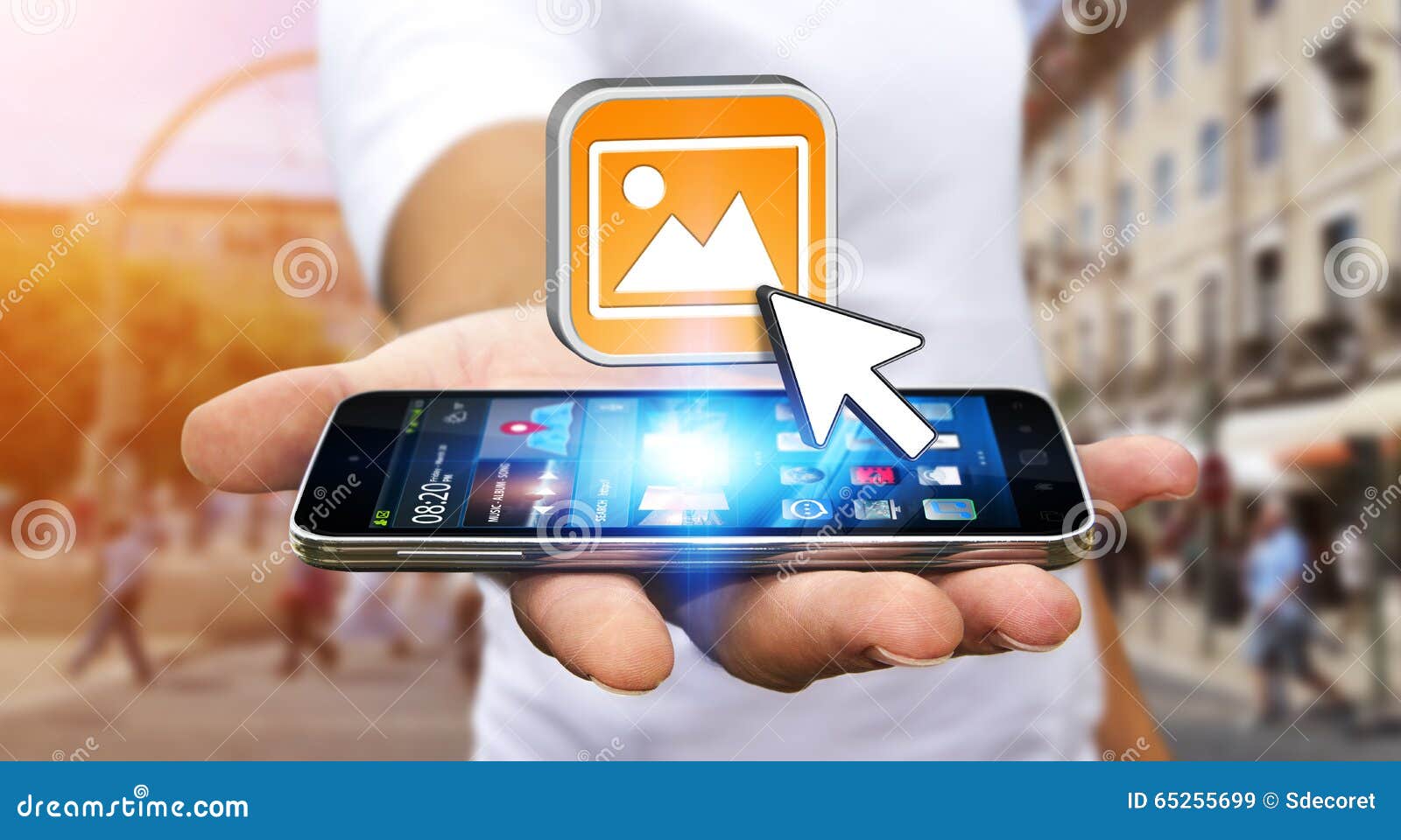 Young Man Using Modern Camera Application Stock Illustration ...