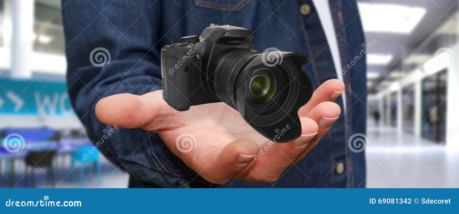 Young Man Using Modern Camera Stock Illustration - Illustration of ...