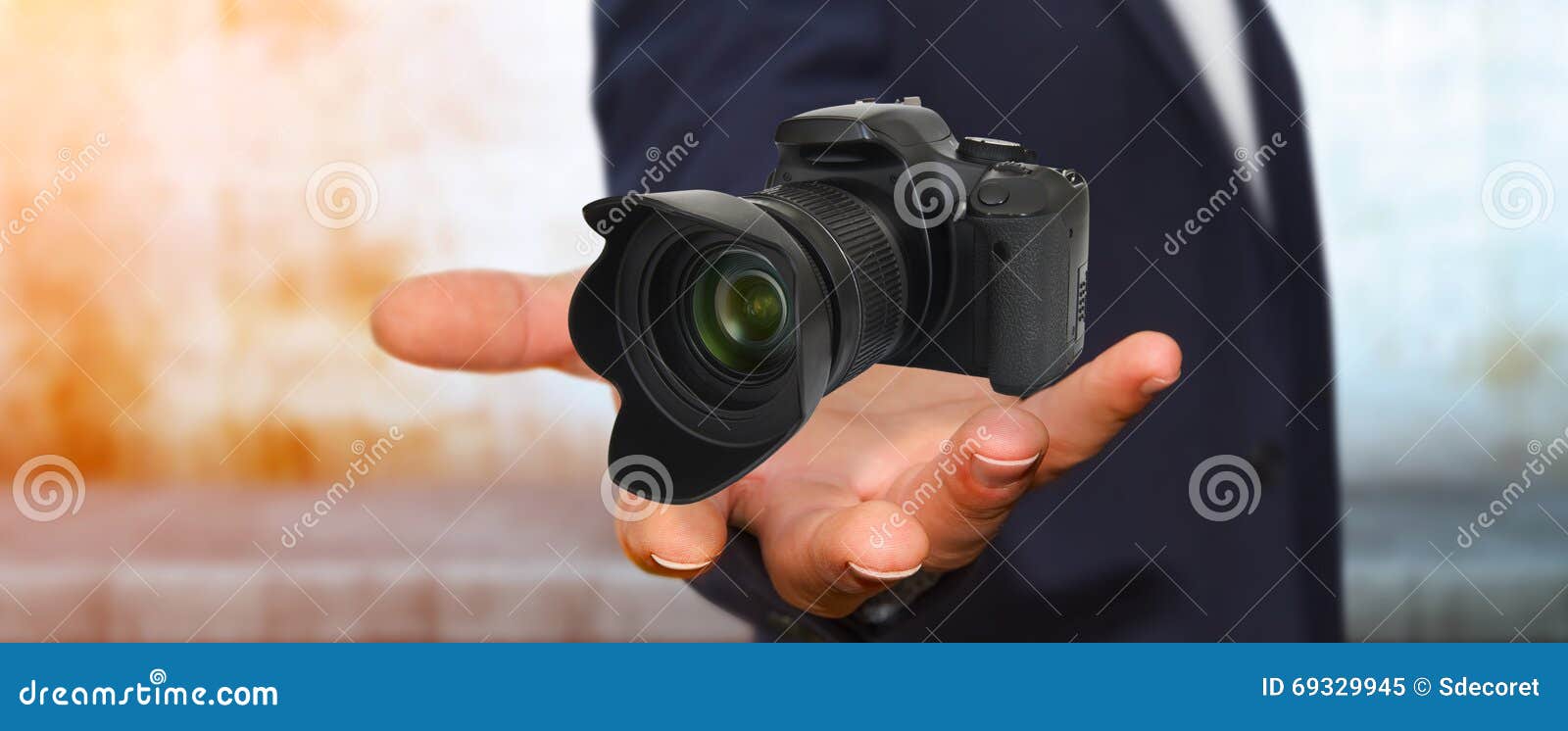 Young Man Using Modern Camera Stock Illustration - Illustration of ...