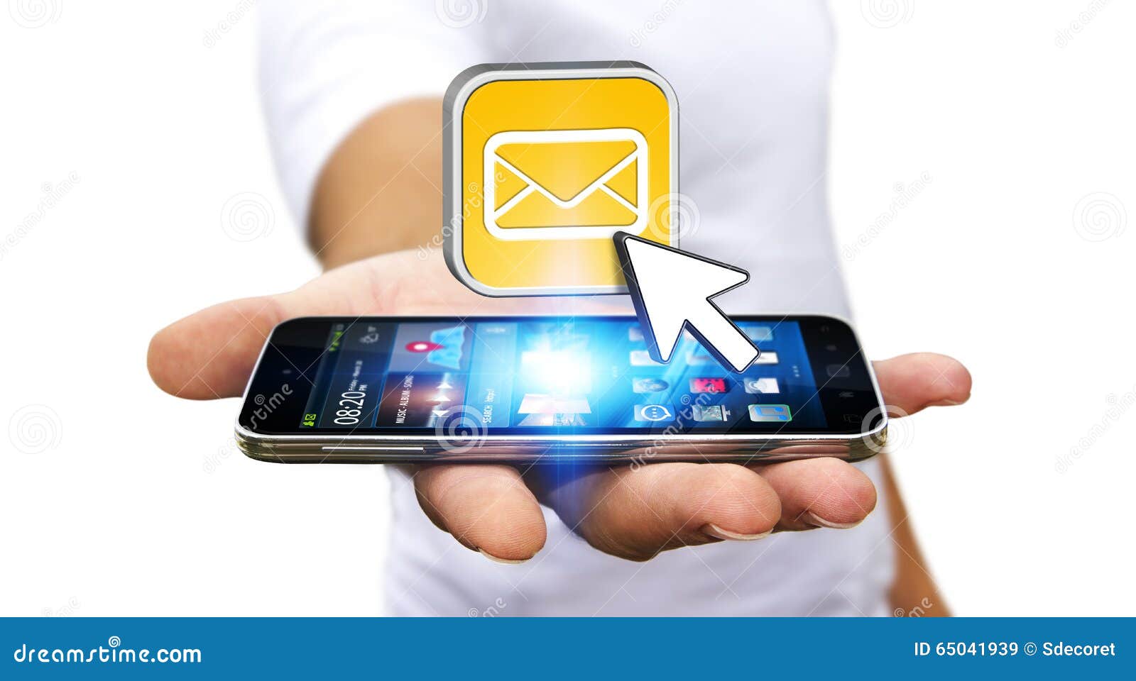 Young Man Using Modern Mobile Phone To Send Message Stock Illustration ...