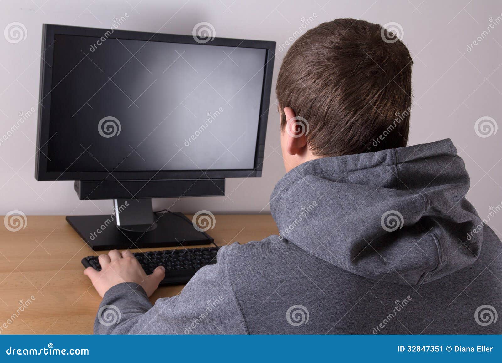 Young Man Using a Personal Computer Stock Image - Image of gamer ...