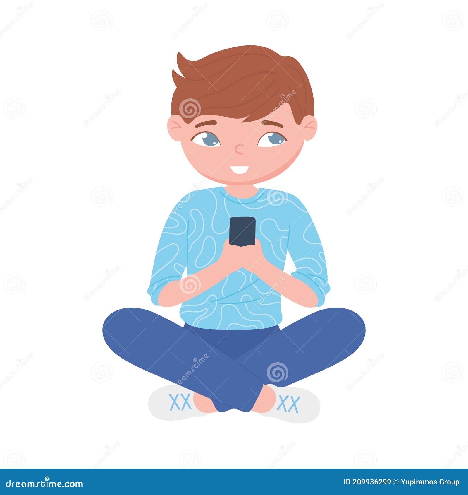 Young Man Using Smartphone Cartoon Stock Vector - Illustration of ...