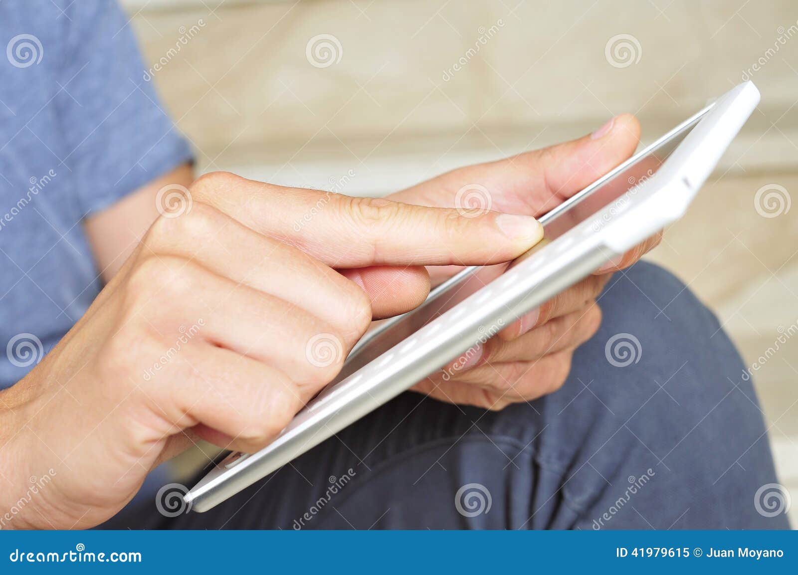 Young Man Using a Tablet Computer Stock Image - Image of screen ...