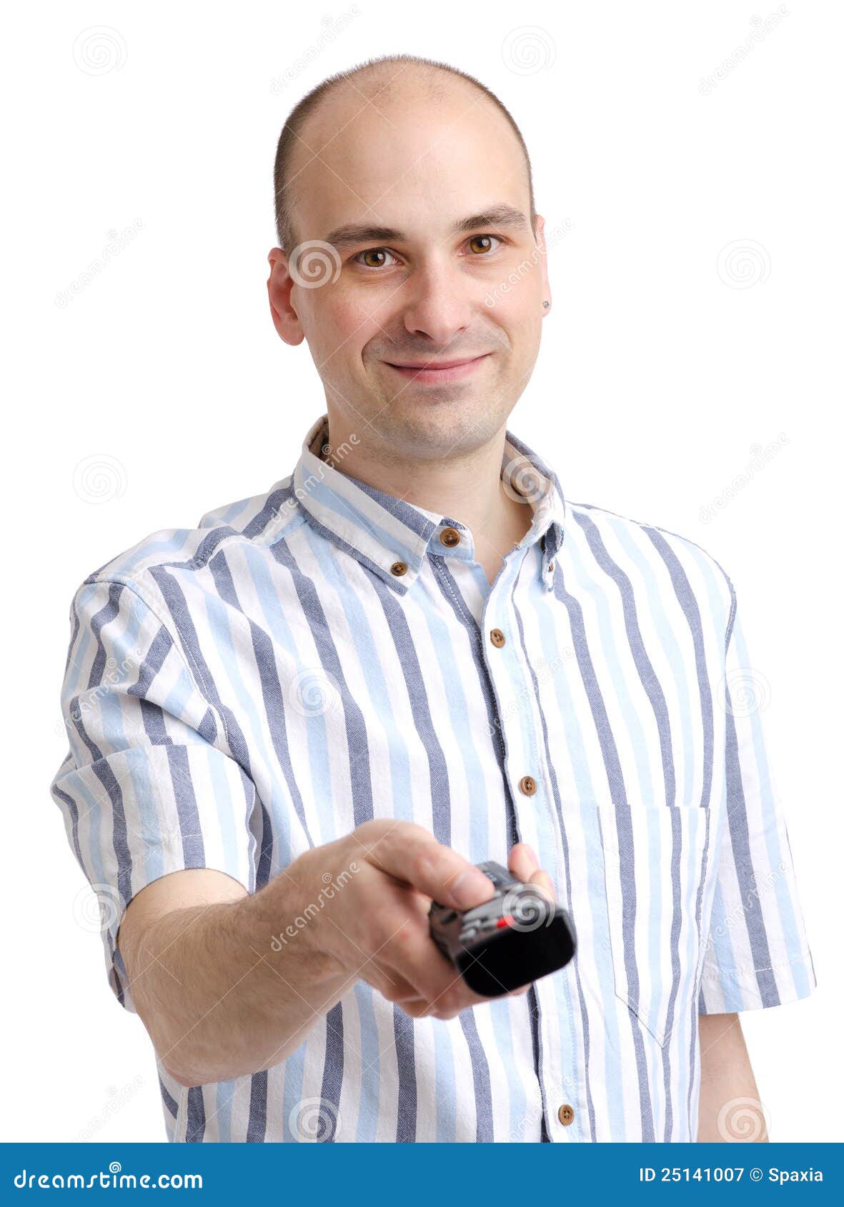 Young man using tv control stock image. Image of isolated - 25141007